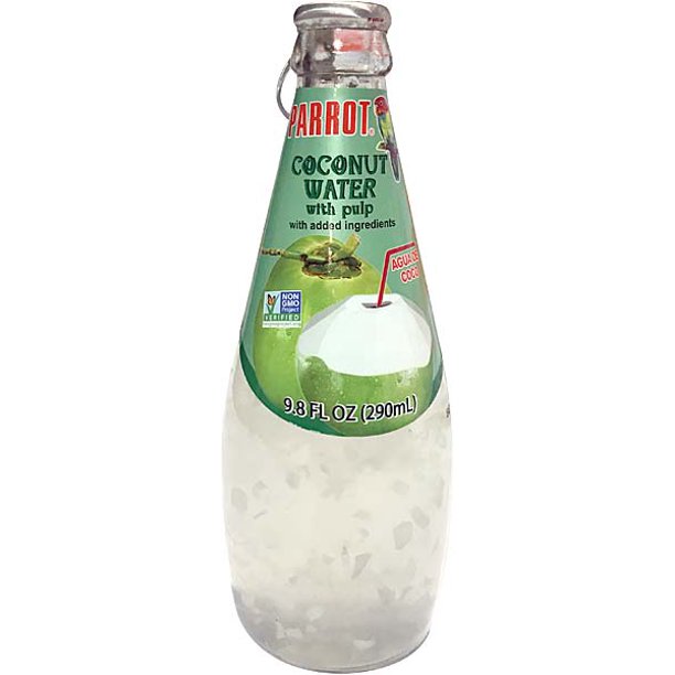Parrot Coconut Water with pulp 24/9.8oz glass | Los Compadres Distributor